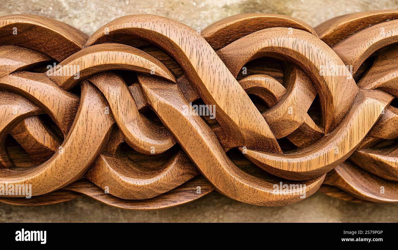 Mesmerizing Geometric Wood Carving in Light Oak,Isolated on Plain ...