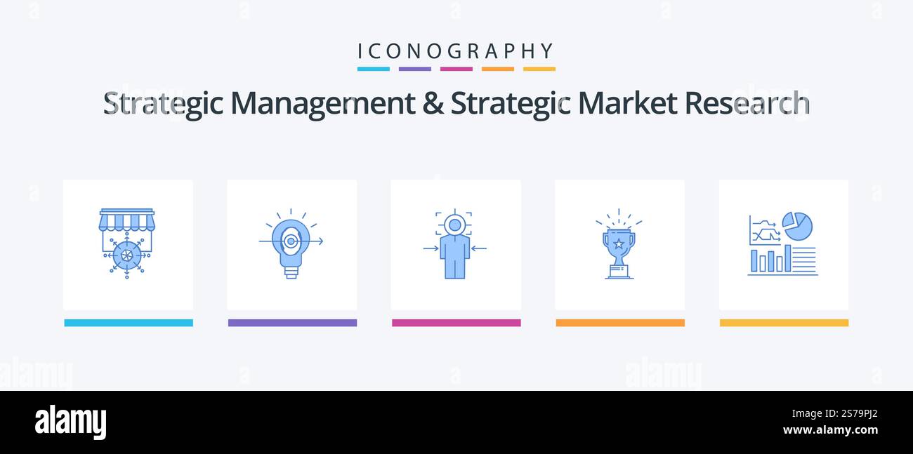 Strategic Management And Strategic Market Research Blue 5 Icon Pack ...