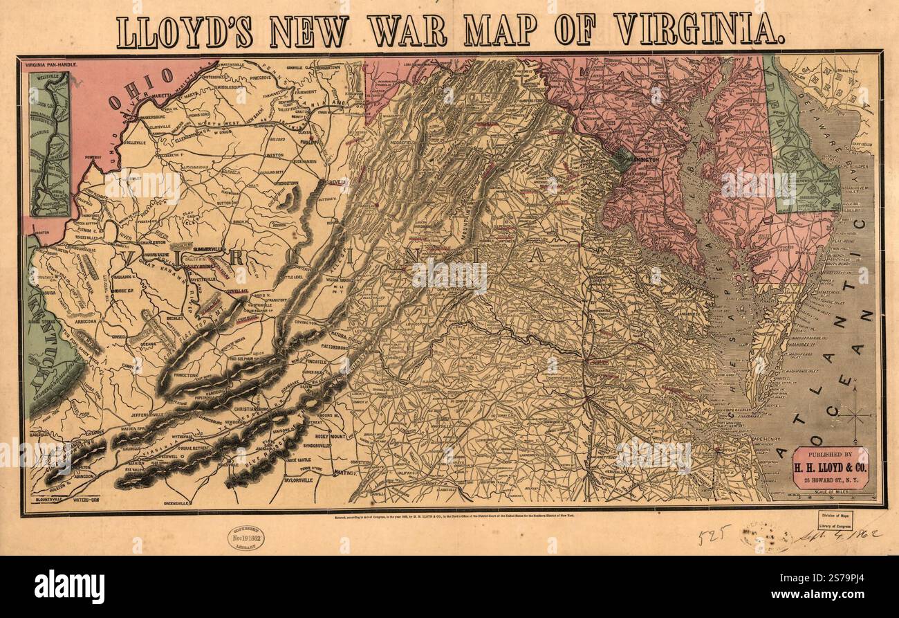 Lloyd's new war map of Virginia. 1862 by Lloyd H. Hall Co Stock Photo ...