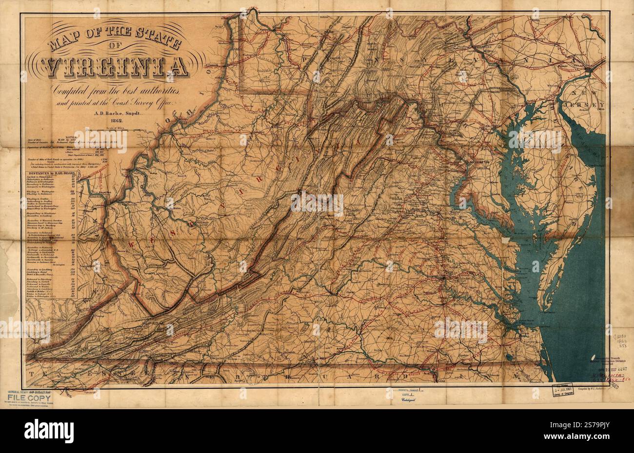 Map of the State of Virginia 1862 by Nicholson W. L Stock Photo - Alamy
