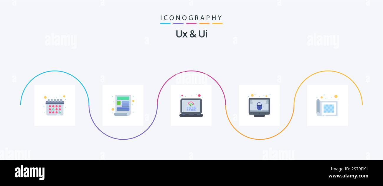 Ux And Ui Flat 5 Icon Pack Including ratio. grid. programming. security. portrait Stock Vector ...