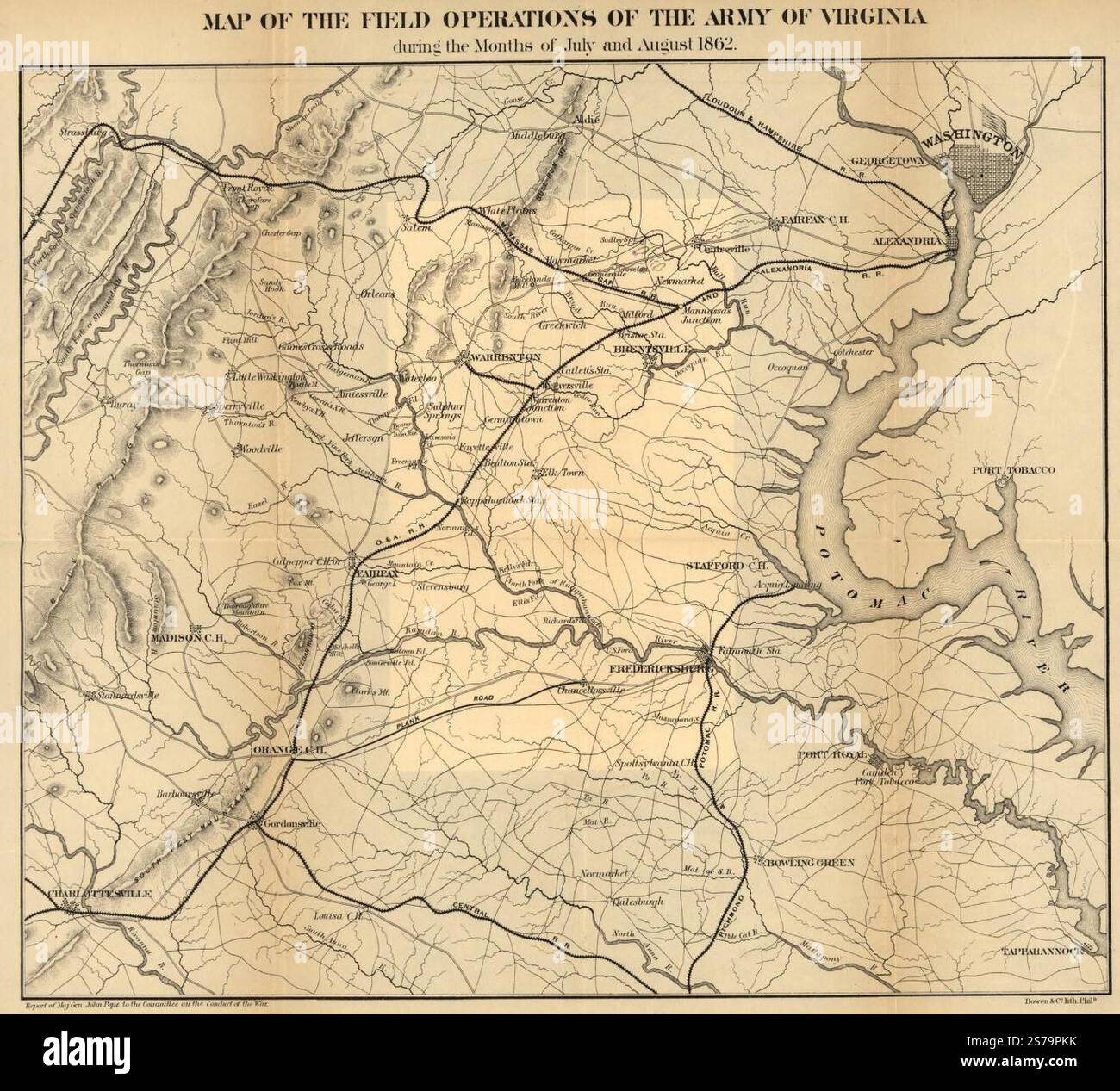 Map of the field operations of the Army of Virginia during the months ...