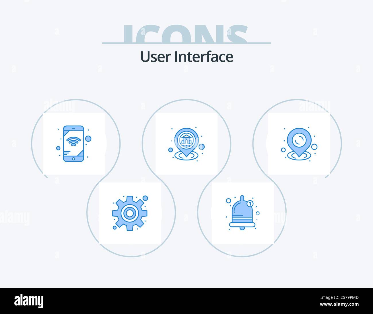 User Interface Blue Icon Pack 5 Icon Design. . pin. wifi. map. map ...