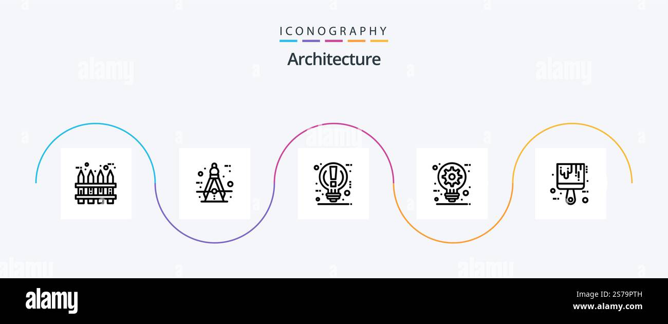 Architecture Line 5 Icon Pack Including design. construction. tool ...