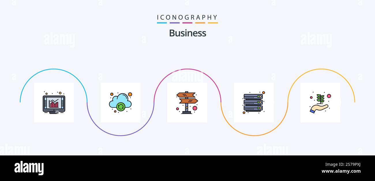 Business Line Filled Flat 5 Icon Pack Including hand. business startup ...