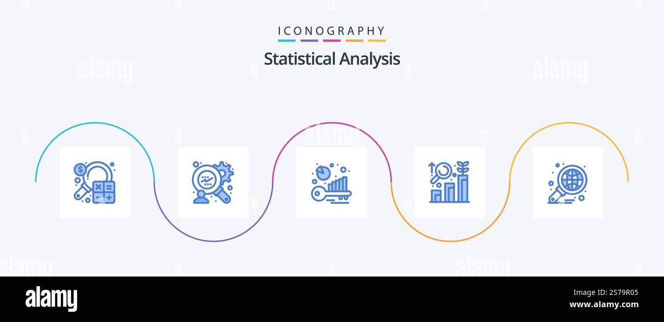 Statistical Analysis Blue 5 Icon Pack Including global. analysis ...