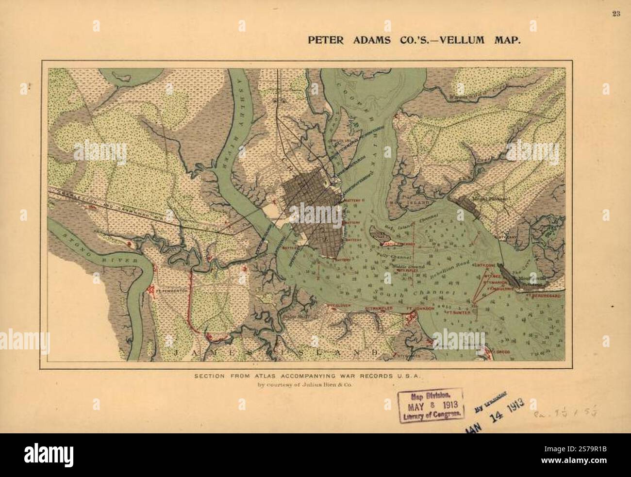 [Map of Charleston Harbor showing defenses. 186-] 1860 by Peter Adams ...