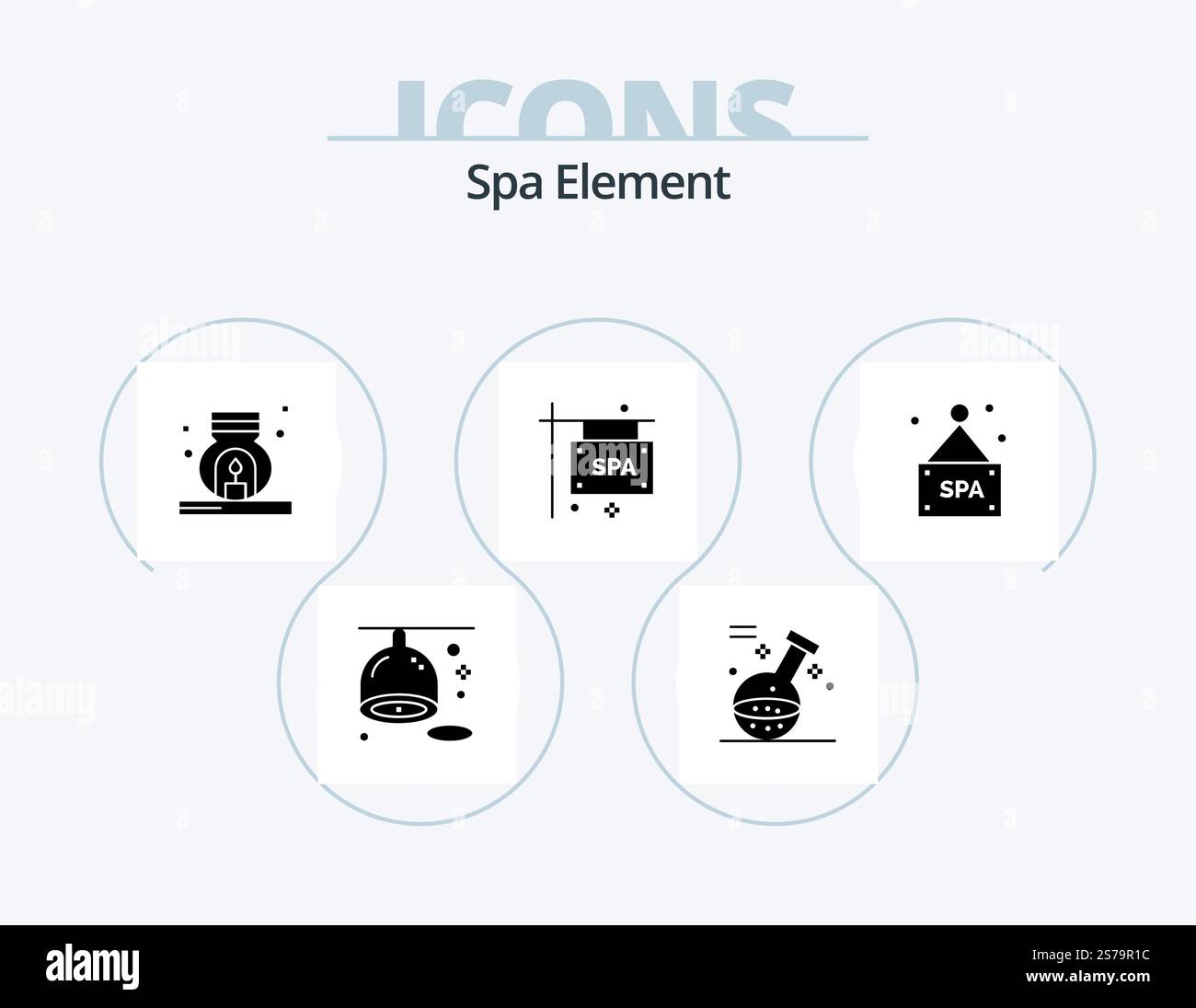Spa Element Glyph Icon Pack 5 Icon Design. spa. spa sign board. burner ...