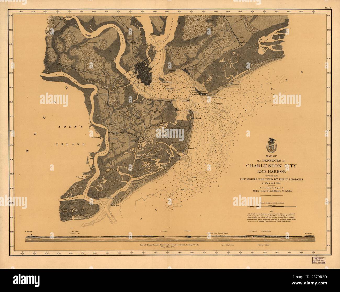 Map of the defences of Charleston city and harbor, showing also the ...