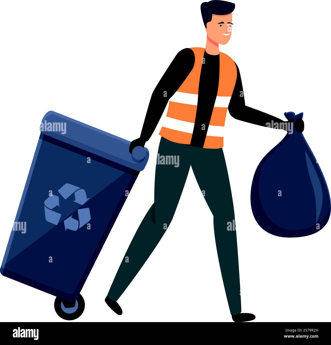 Garbage collector icon cartoon vector. Street trash. Winter dustmen ...