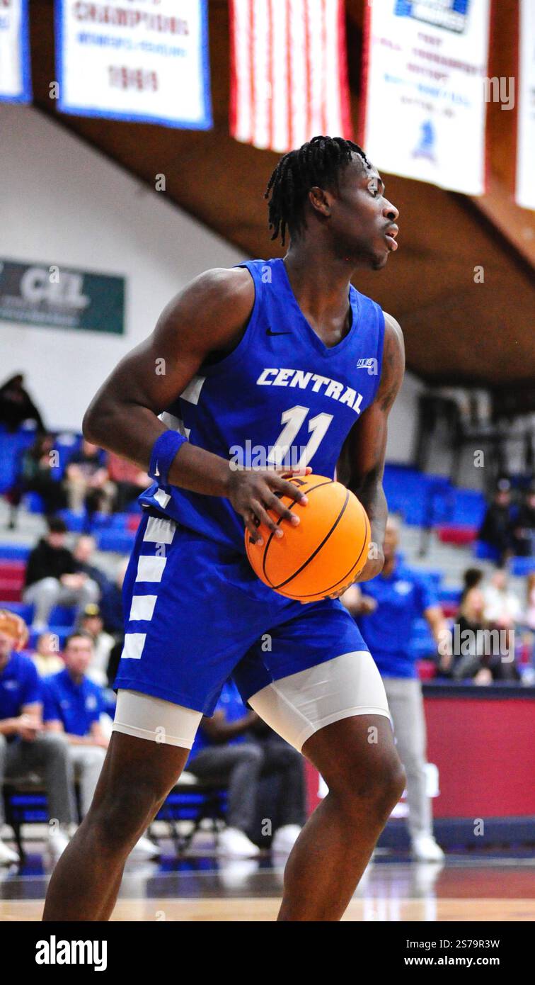 Hackensack, USA. 18th Jan, 2025. CCSU's Abdul Momoh (11) during ...