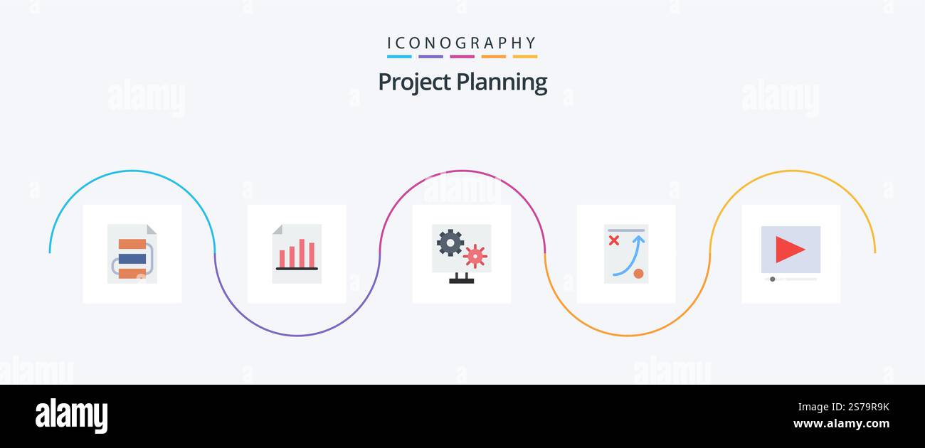 Project Planing Flat 5 Icon Pack Including planning. diagram. report ...