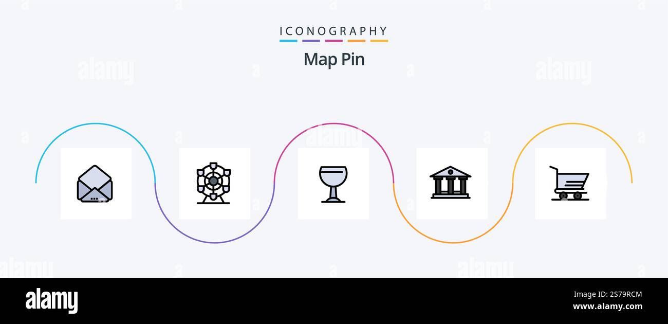 Map Pin Line Filled Flat 5 Icon Pack Including . beer. trolley. cart ...