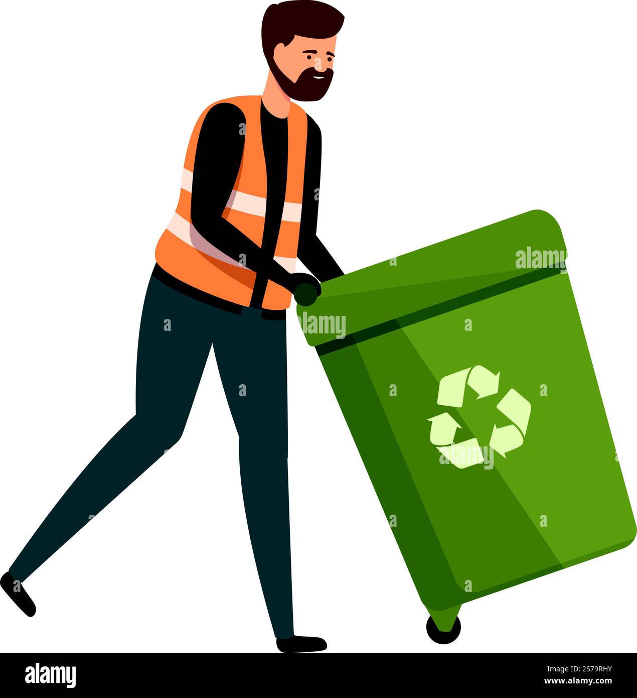 Waste container icon cartoon vector. Street cleaner. Janitor collector ...