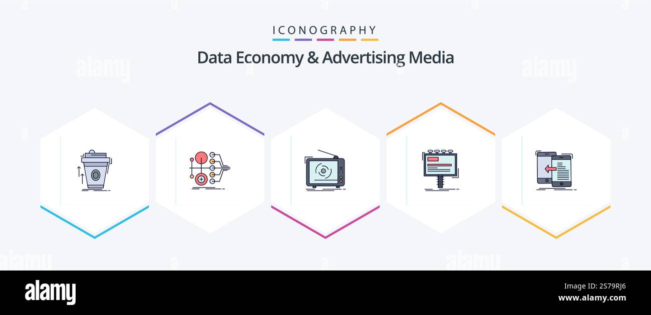 Data Economy And Advertising Media 25 FilledLine icon pack including ...