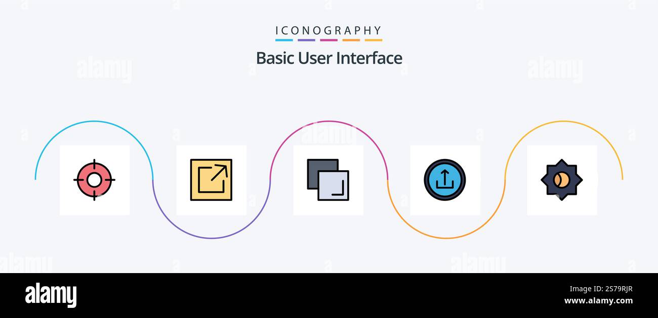 Basic Line Filled Flat 5 Icon Pack Including setting. navigation. copy ...