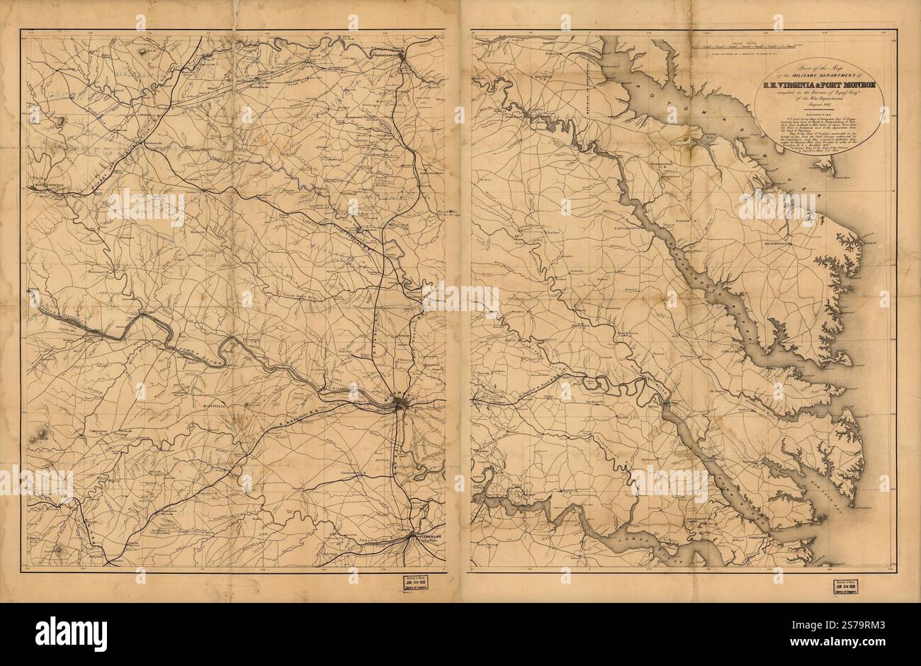 Part of the map of the military department of S.E. Virginia & Fort ...