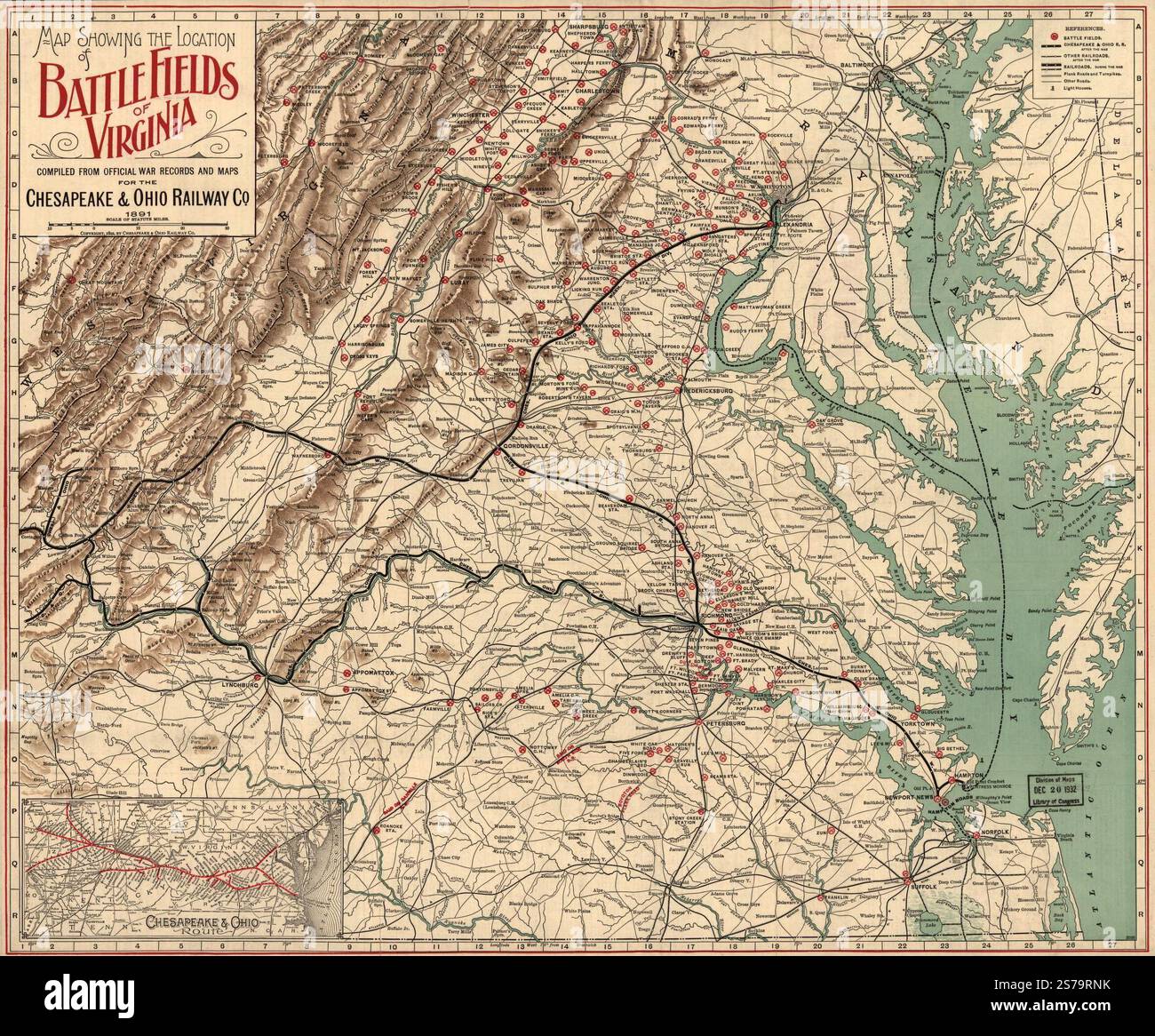 Map showing the location of battle fields of Virginia 1895 by ...