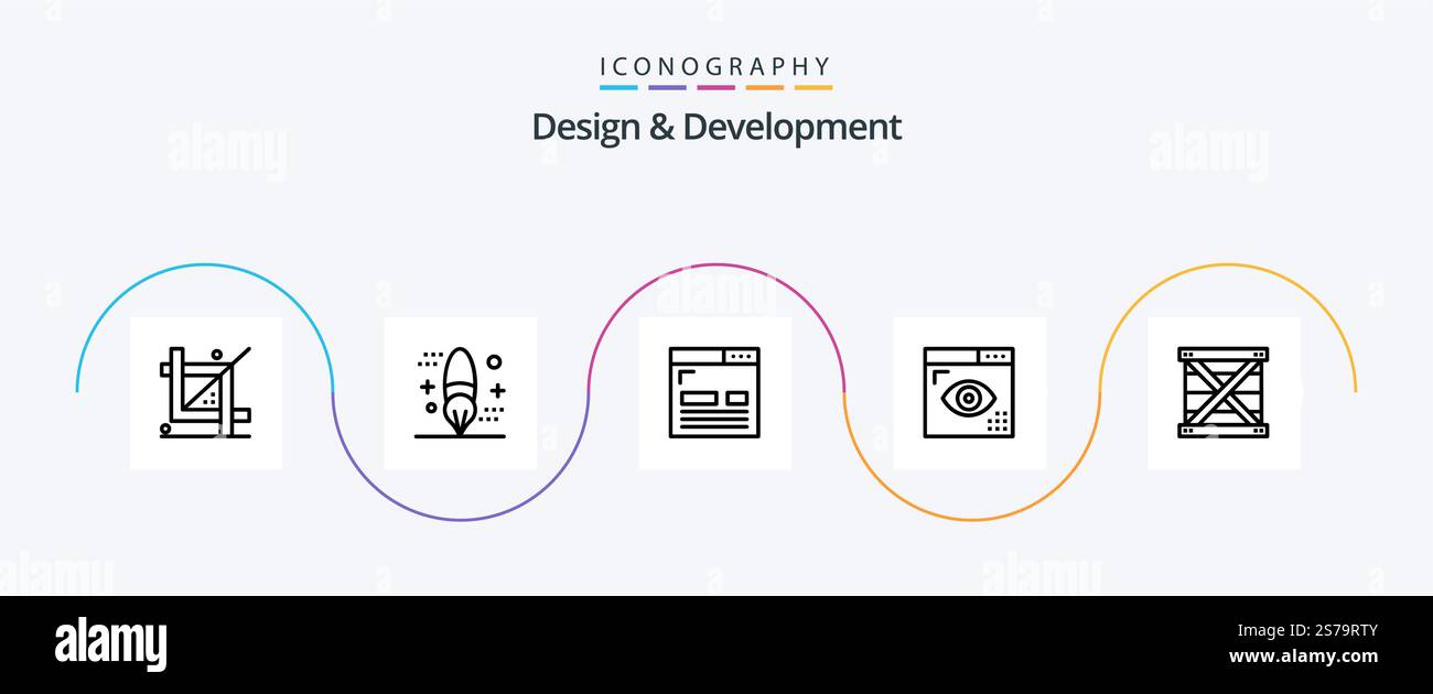 Design and Development Line 5 Icon Pack Including development. coding. development. page ...
