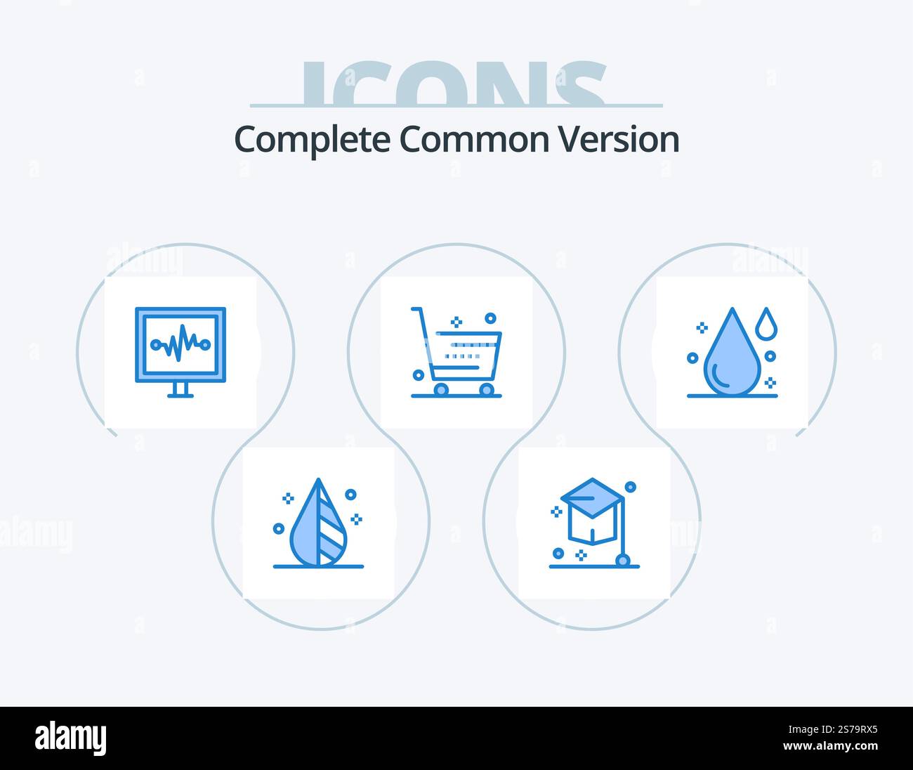 Complete Common Version Blue Icon Pack 5 Icon Design. shopping. online ...