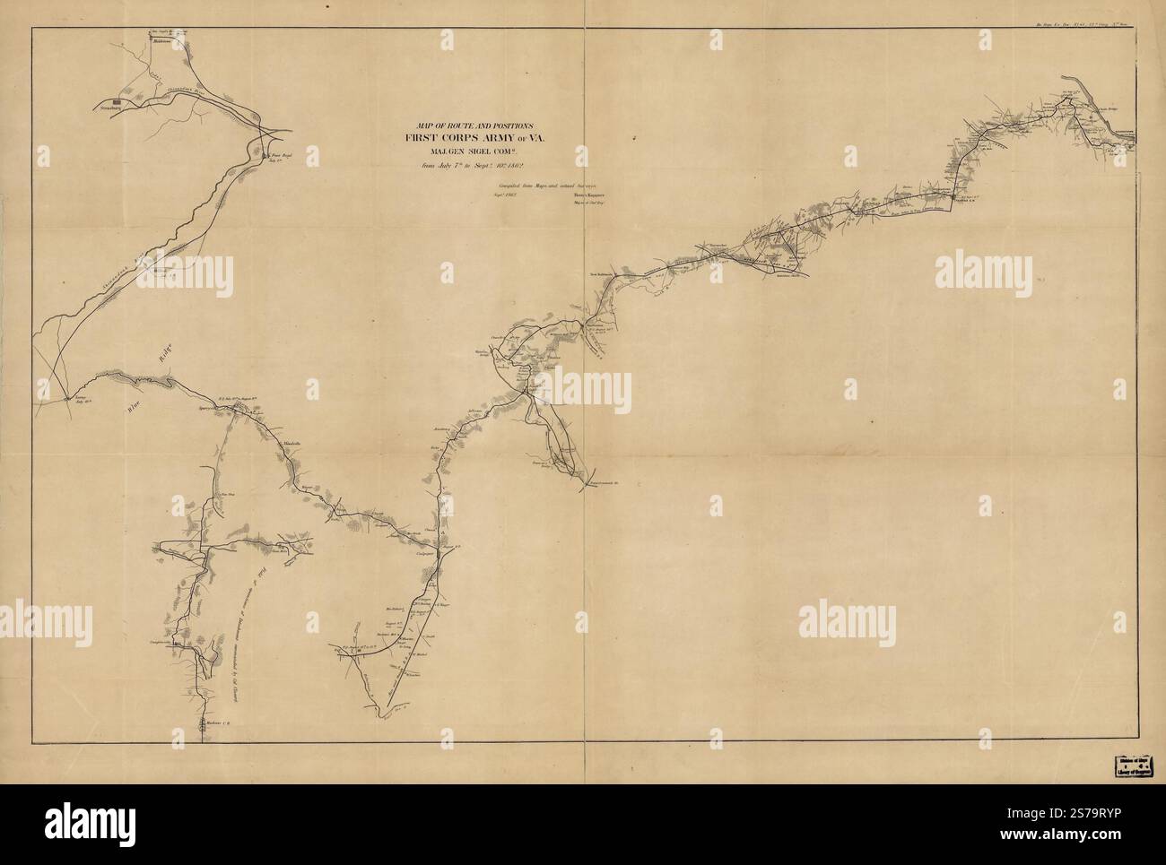 Map of route and positions, First Corps, Army of Va., Maj. Gen. Sigel ...
