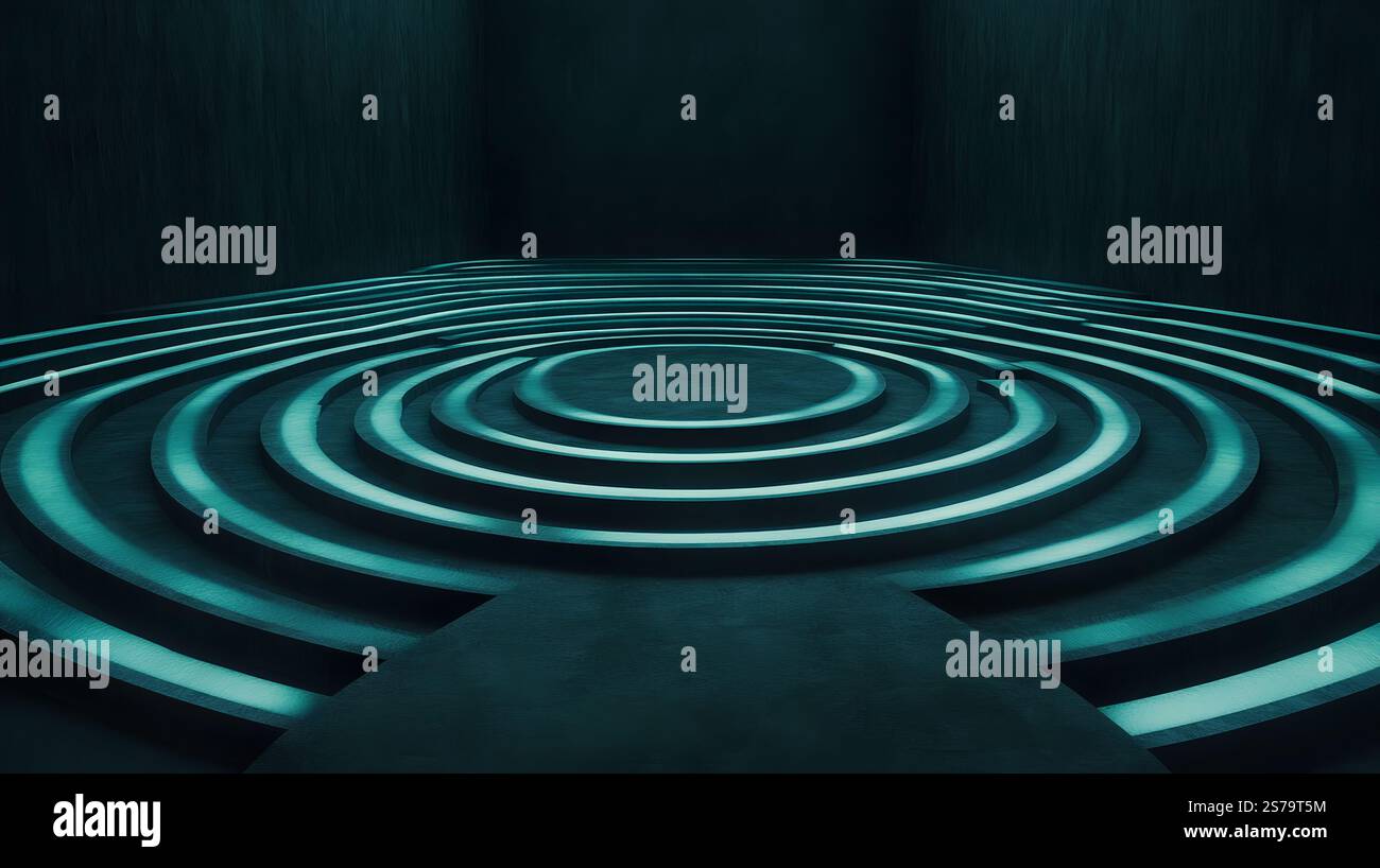 Captivating curvilinear glass labyrinth with intricate pathways glowing ...