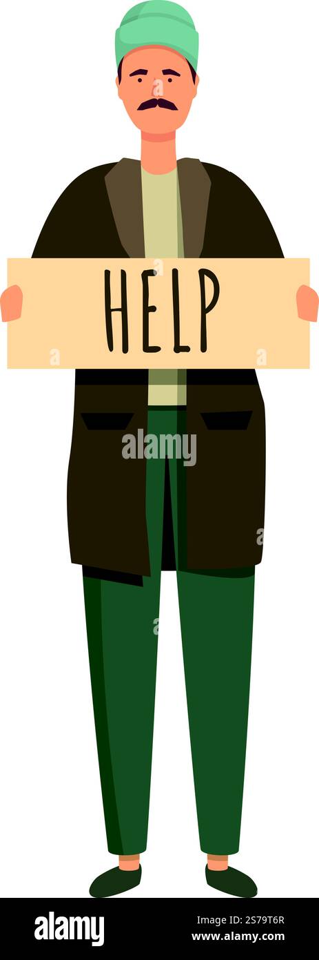 Homeless people icon cartoon vector. Poor child. Social beggar ...