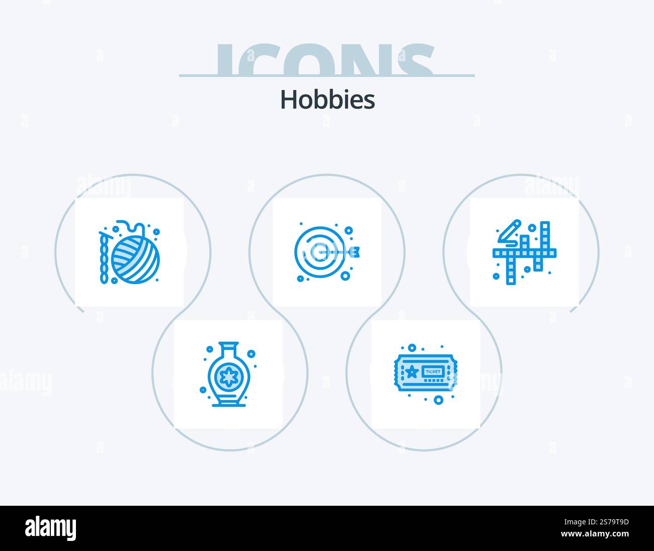 Hobbies Blue Icon Pack 5 Icon Design. hobbies. activities. crochet ...