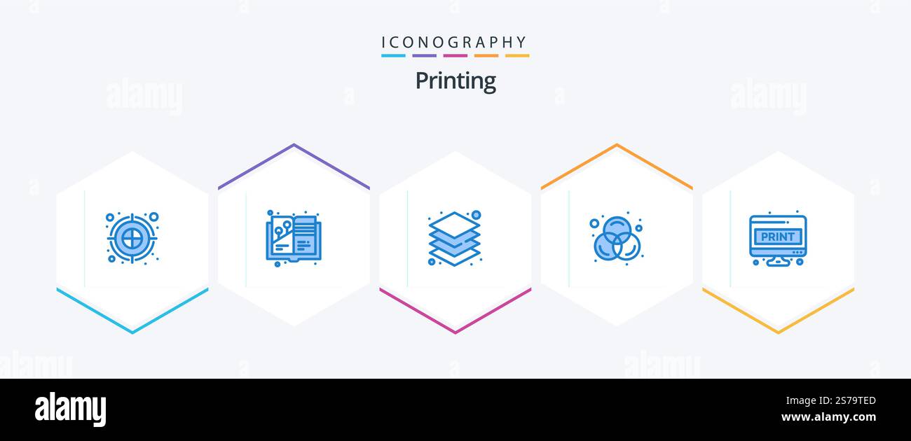 Printing 25 Blue icon pack including paper. computer sheet.rgb. colors ...