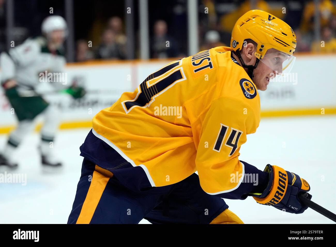 Nashville Predators center Gustav Nyquist (14) plays against the ...