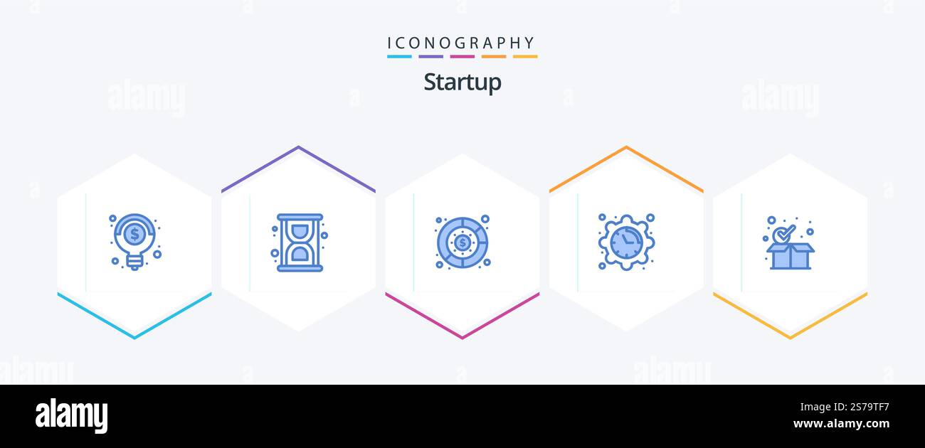 Startup 25 Blue icon pack including box. package. management. checkmark ...