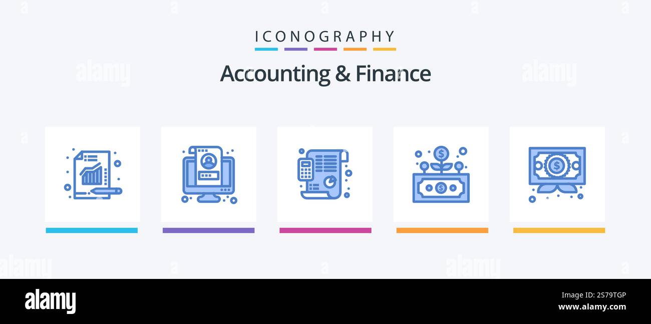 Accounting And Finance Blue 5 Icon Pack Including business. finance ...