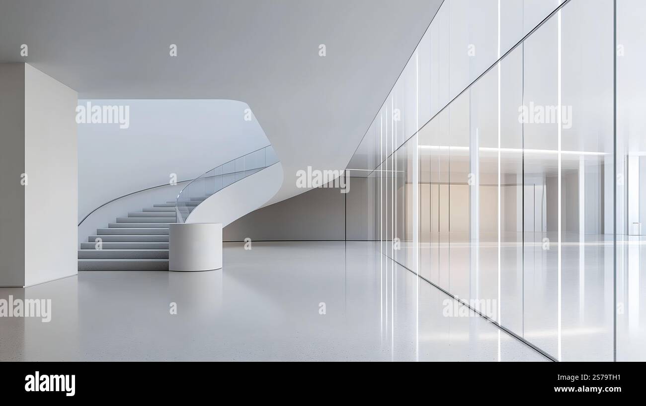 Twisting,sinuous glass pathways cutting through a minimalist,architectural setting Stock Photo ...