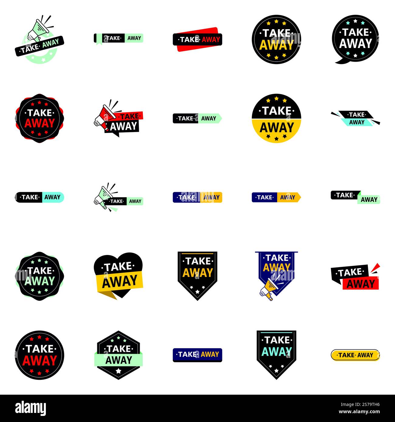 25 Professional Vector Designs in the Take Away Bundle Perfect for Food ...