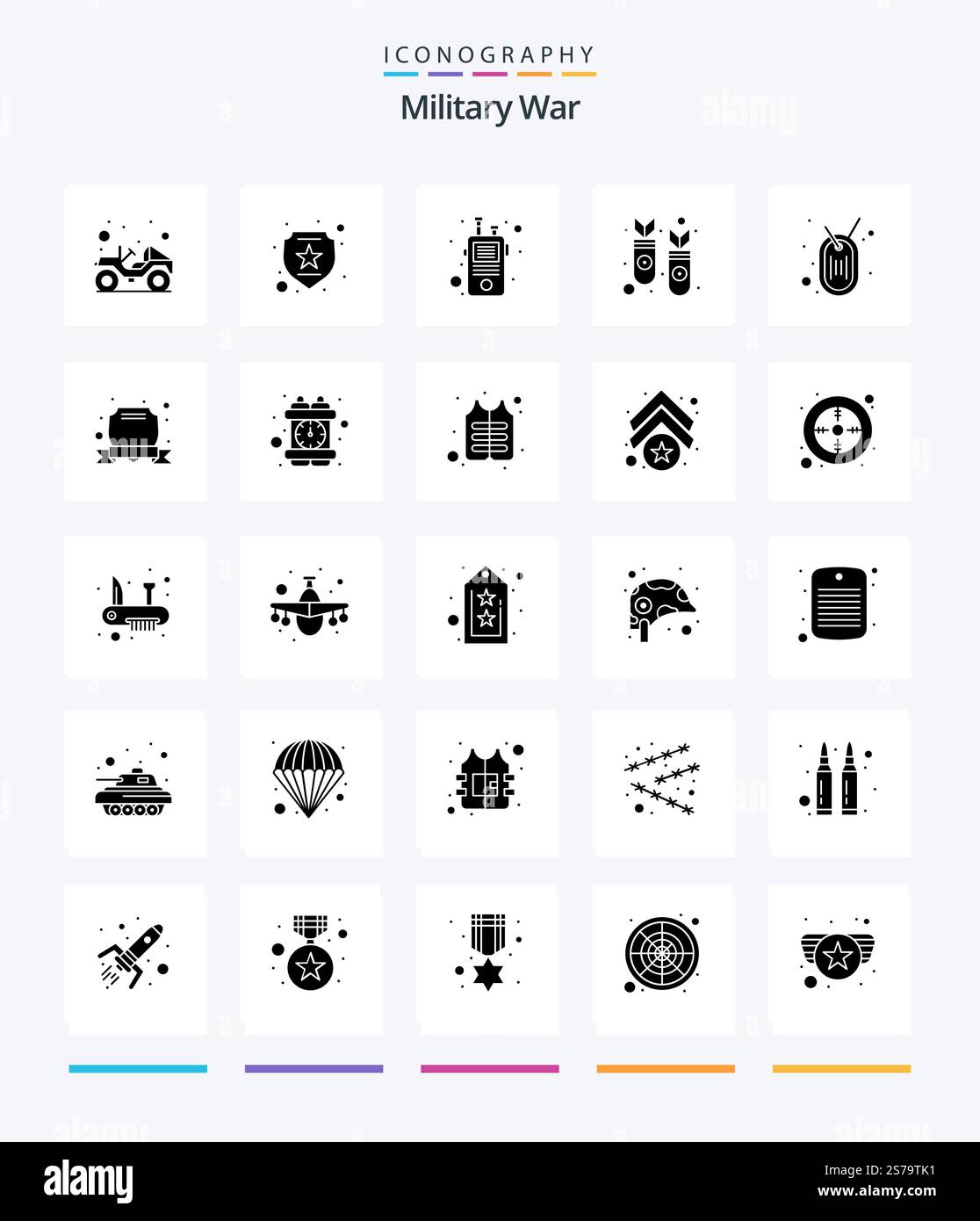 Creative Military War 25 Glyph Solid Black icon pack Such As badge. war ...