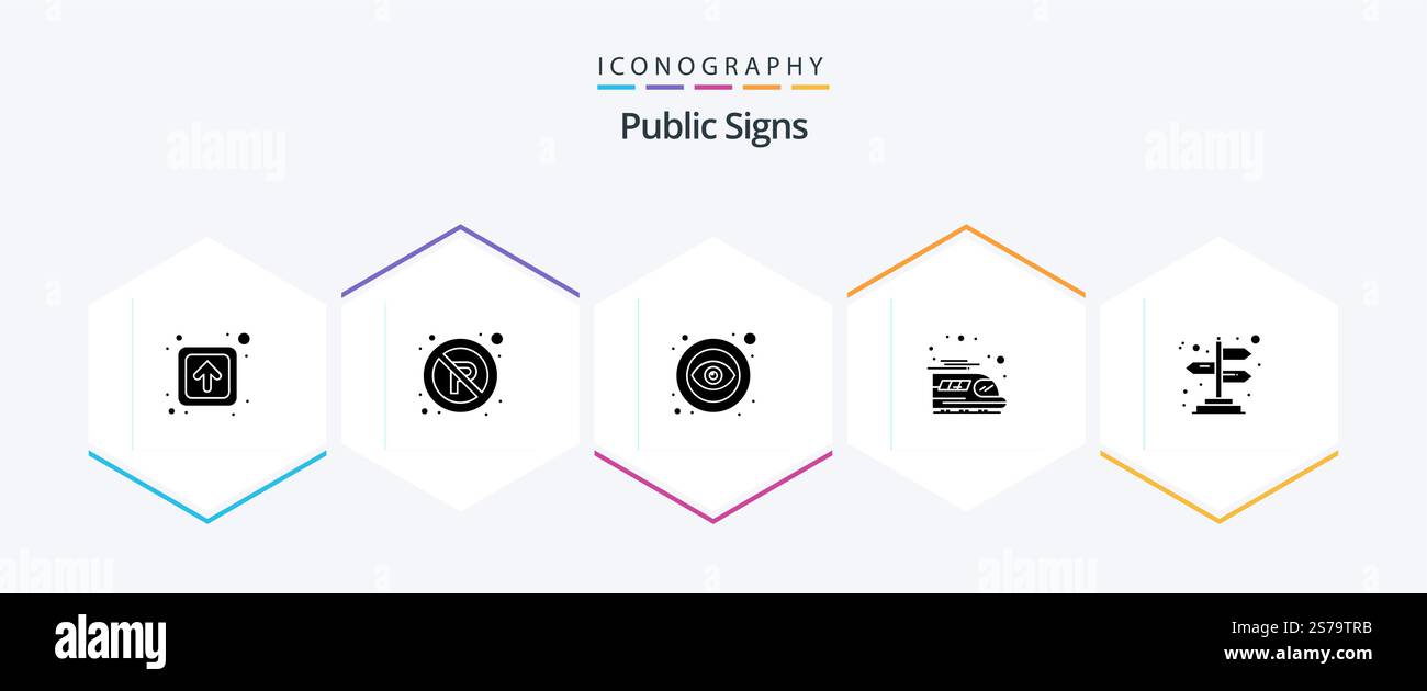 Public Signs 25 Glyph icon pack including directions. arrows. eye ...
