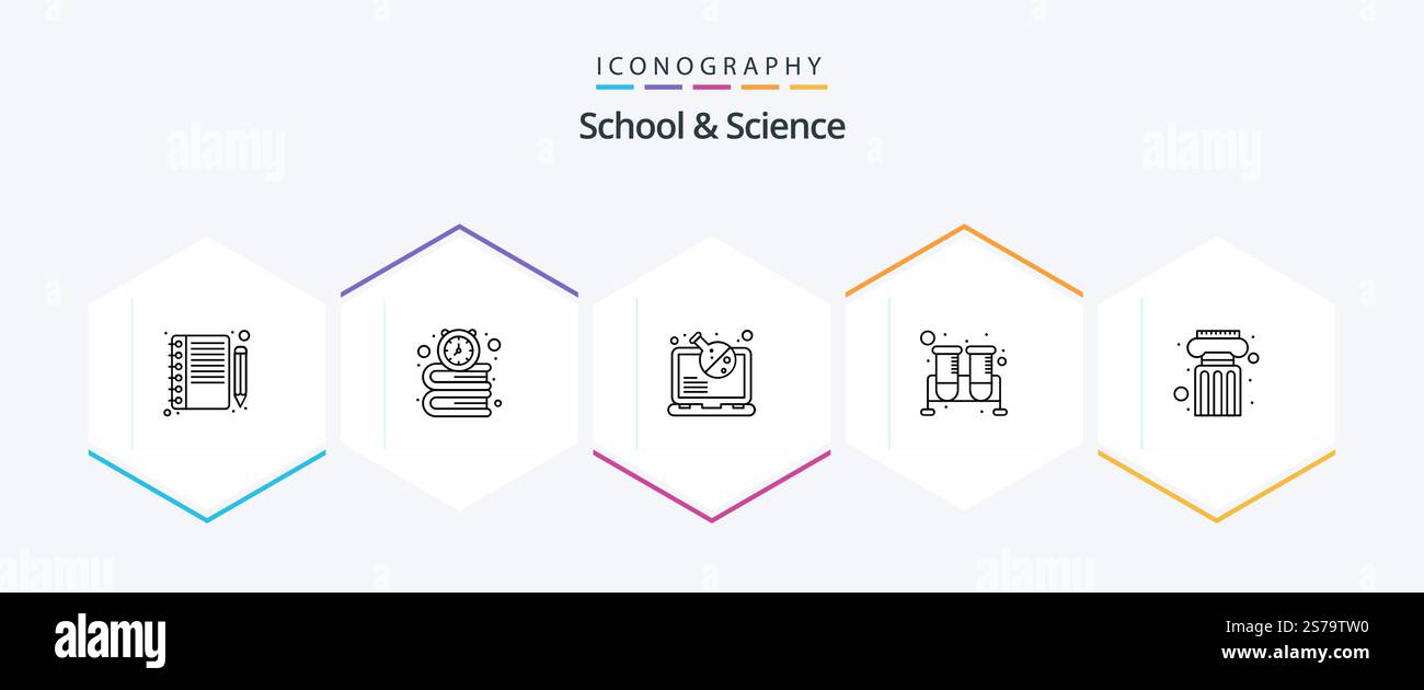 School And Science 25 Line icon pack including pillar. research. beaker ...
