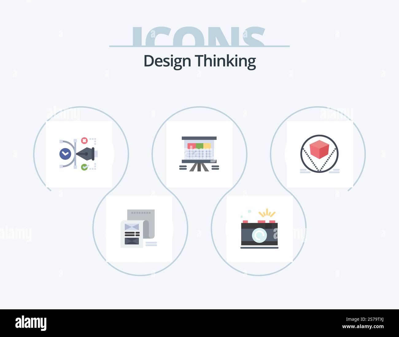 Design Thinking Flat Icon Pack 5 Icon Design. presentation. analytics. picture. editable. art ...