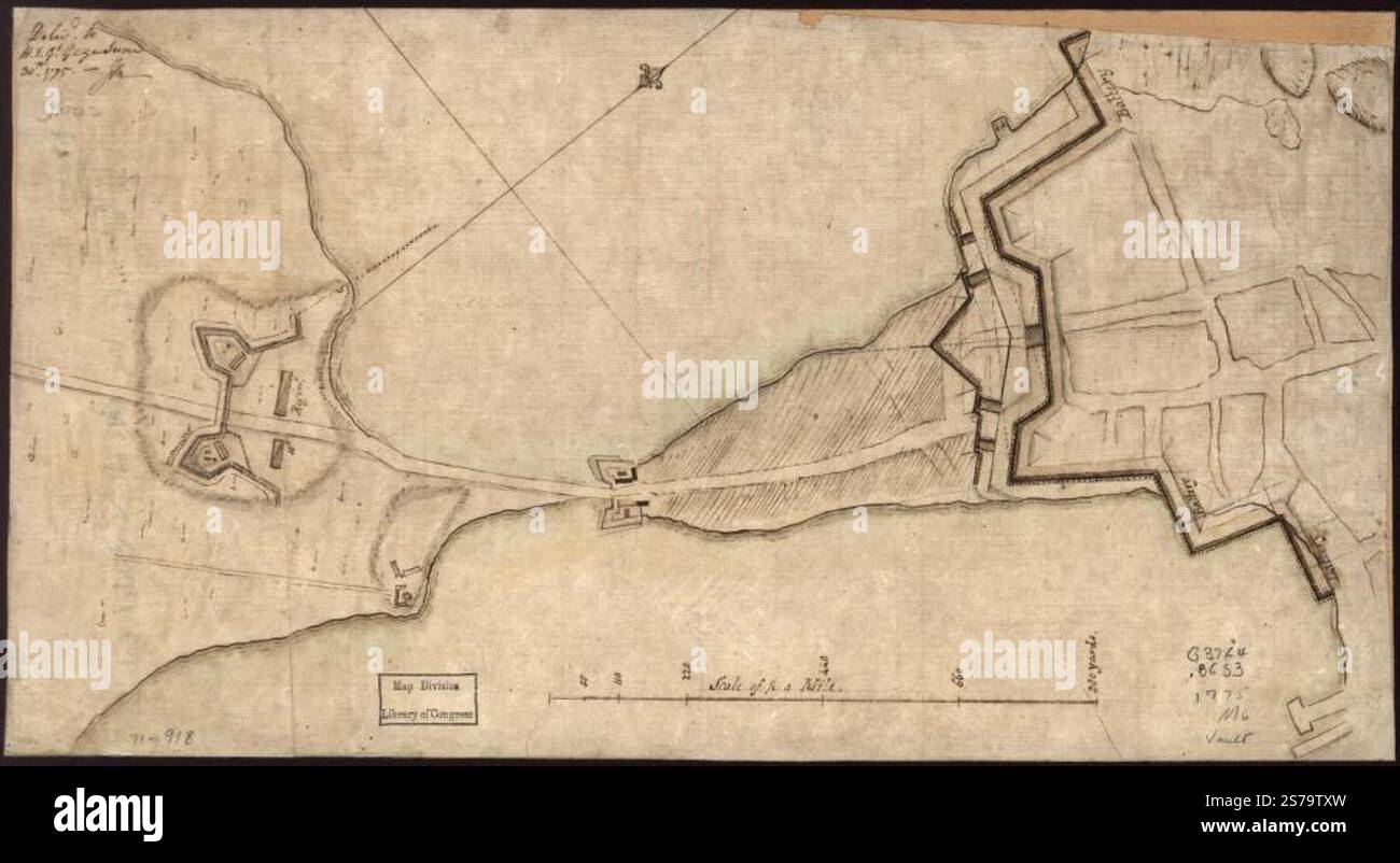 [Plan of the "Neck" and fortifications] Delivd. to H.E. Gl. Gage, June ...