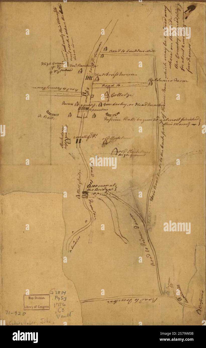 Plan of Princeton, Dec. 31, 1776. 1776 by [Cadwalader John] 1742-1786 ...