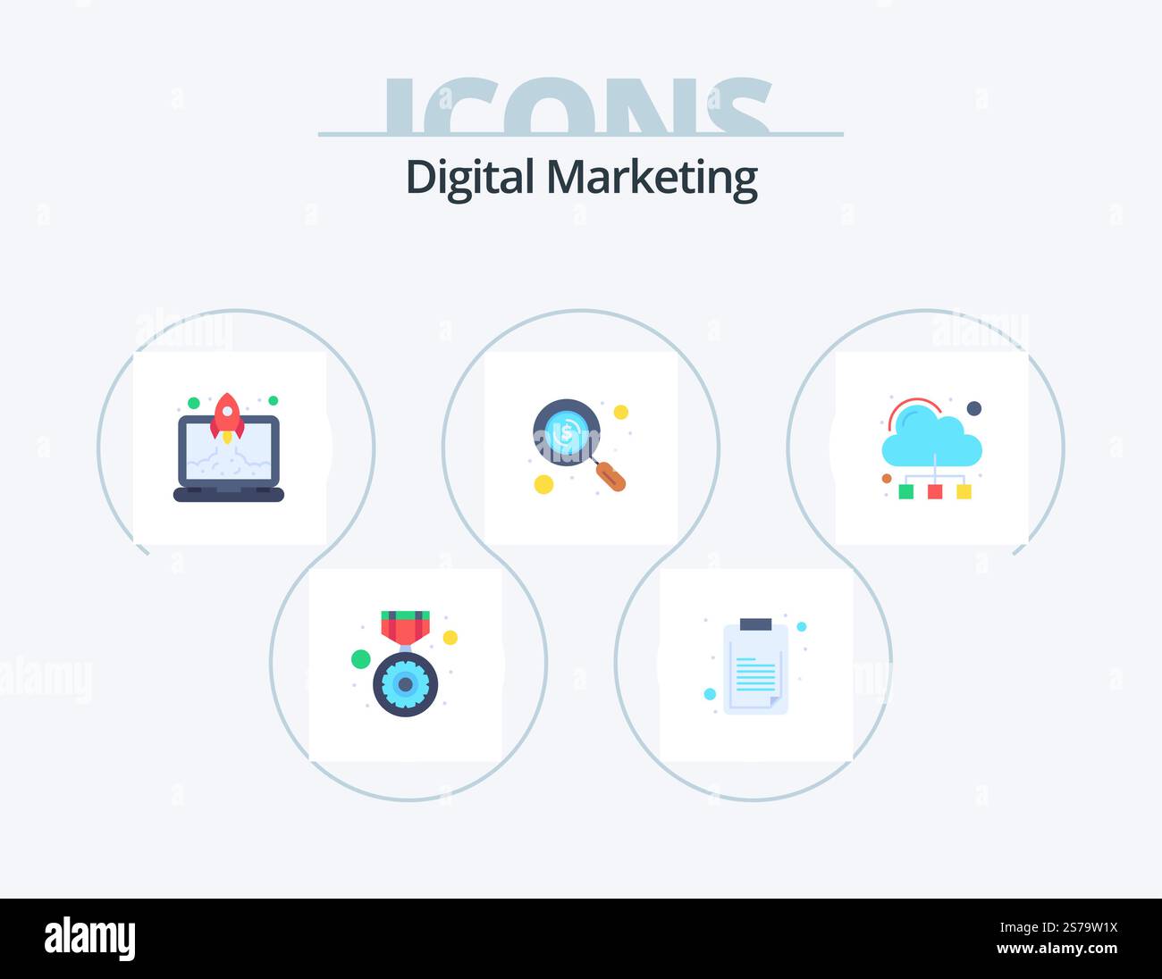 Digital Marketing Flat Icon Pack 5 Icon Design. connection. launch ...