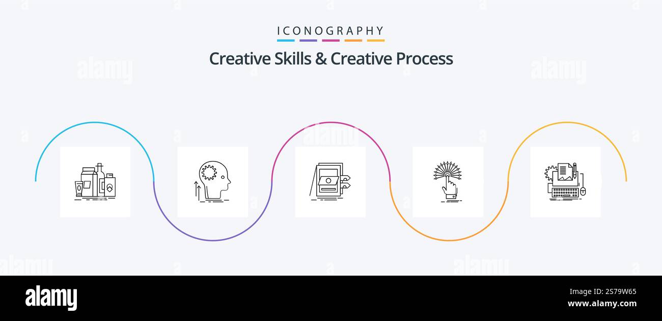 Creative Skills And Creative Process Line 5 Icon Pack Including ...