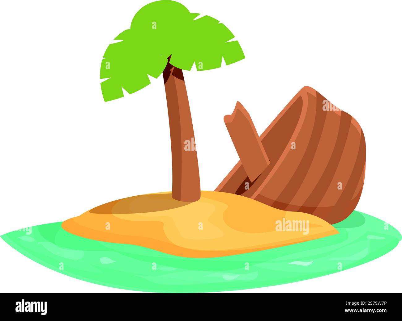 Boat shipwreck icon cartoon vector. Old ship. Ocean island. Boat ...