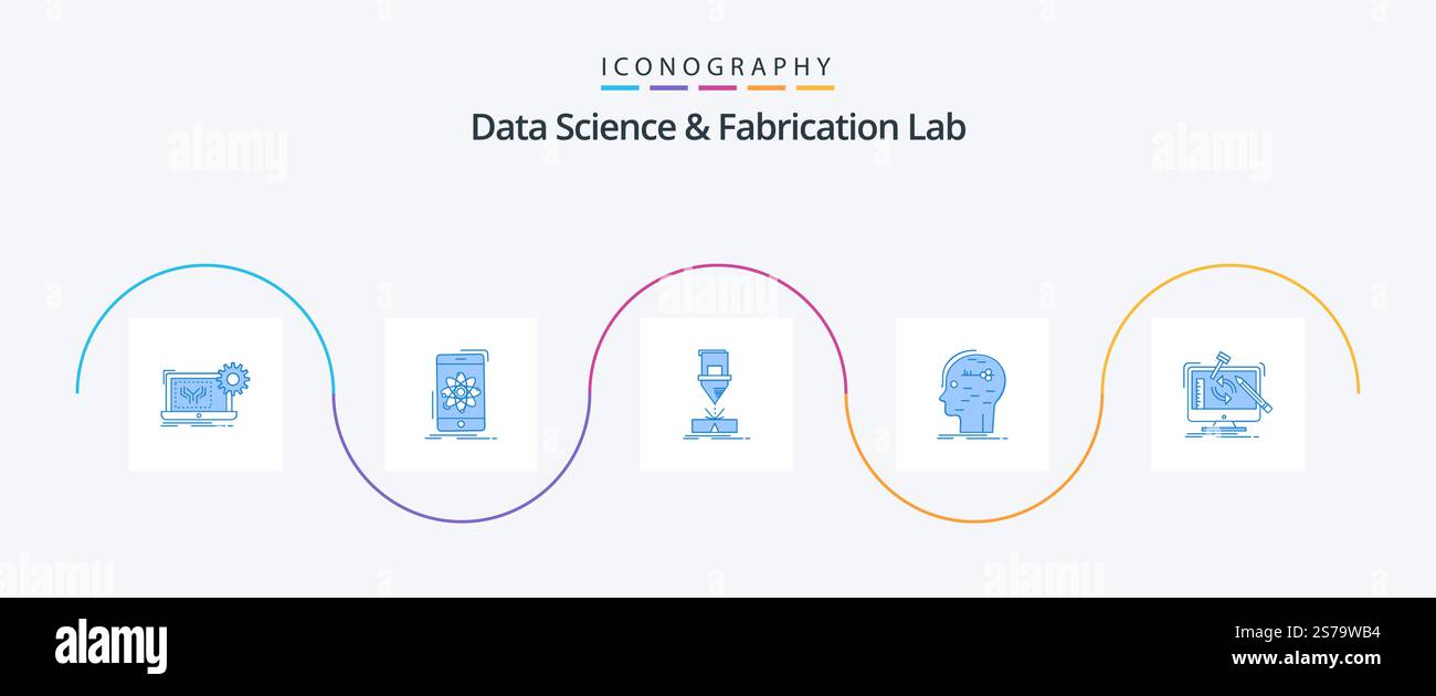 Data Science And Fabrication Lab Blue 5 Icon Pack Including hacking. brain. research. steel ...