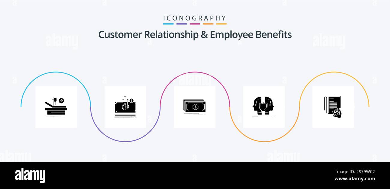 Customer Relationship And Employee Benefits Glyph 5 Icon Pack Including ...