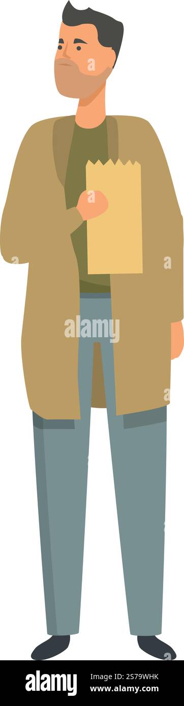 Poor man icon cartoon vector. Sad person. Social hunger. Poor man icon ...