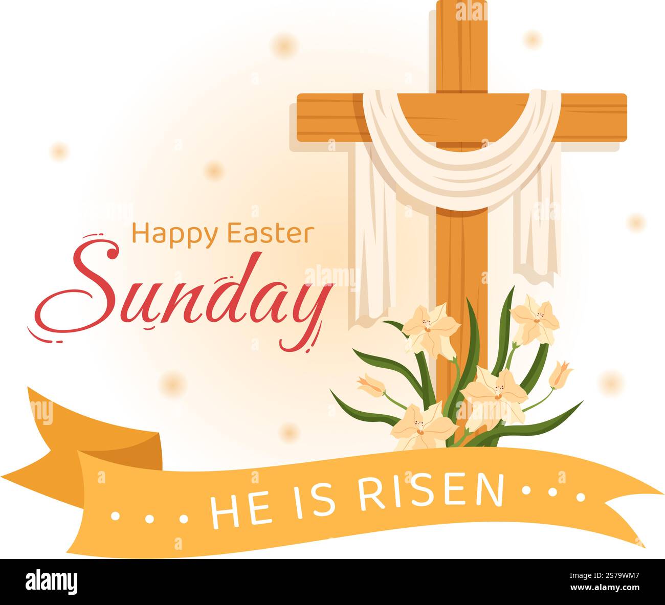 Happy Easter Sunday Day Illustration with Jesus, He is Risen and ...