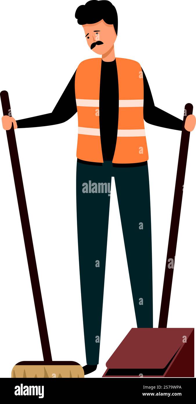 Waste cleaner icon cartoon vector. Street garbage. Worker man. Waste ...