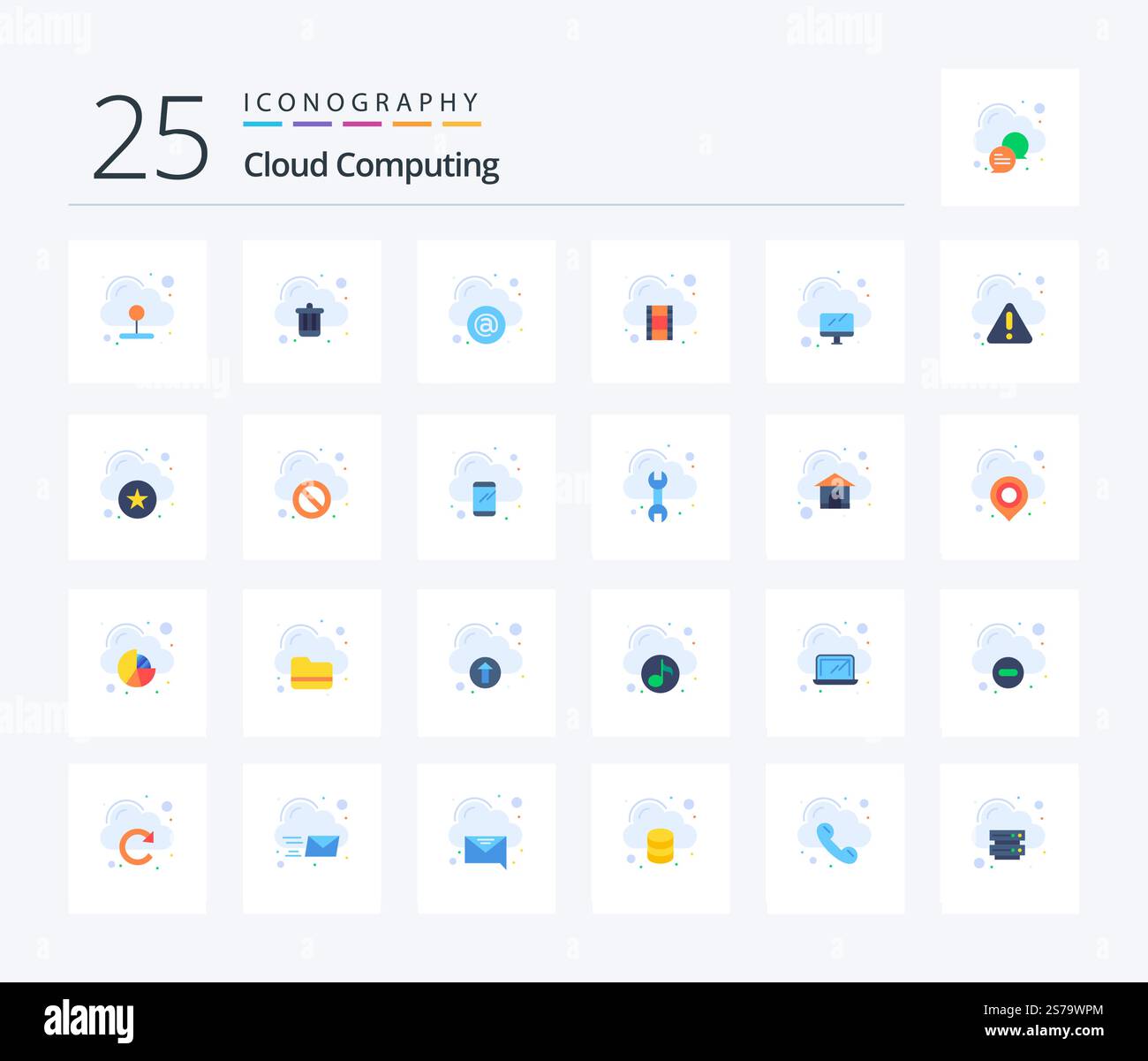 Cloud Computing 25 Flat Color icon pack including computing. cloud ...
