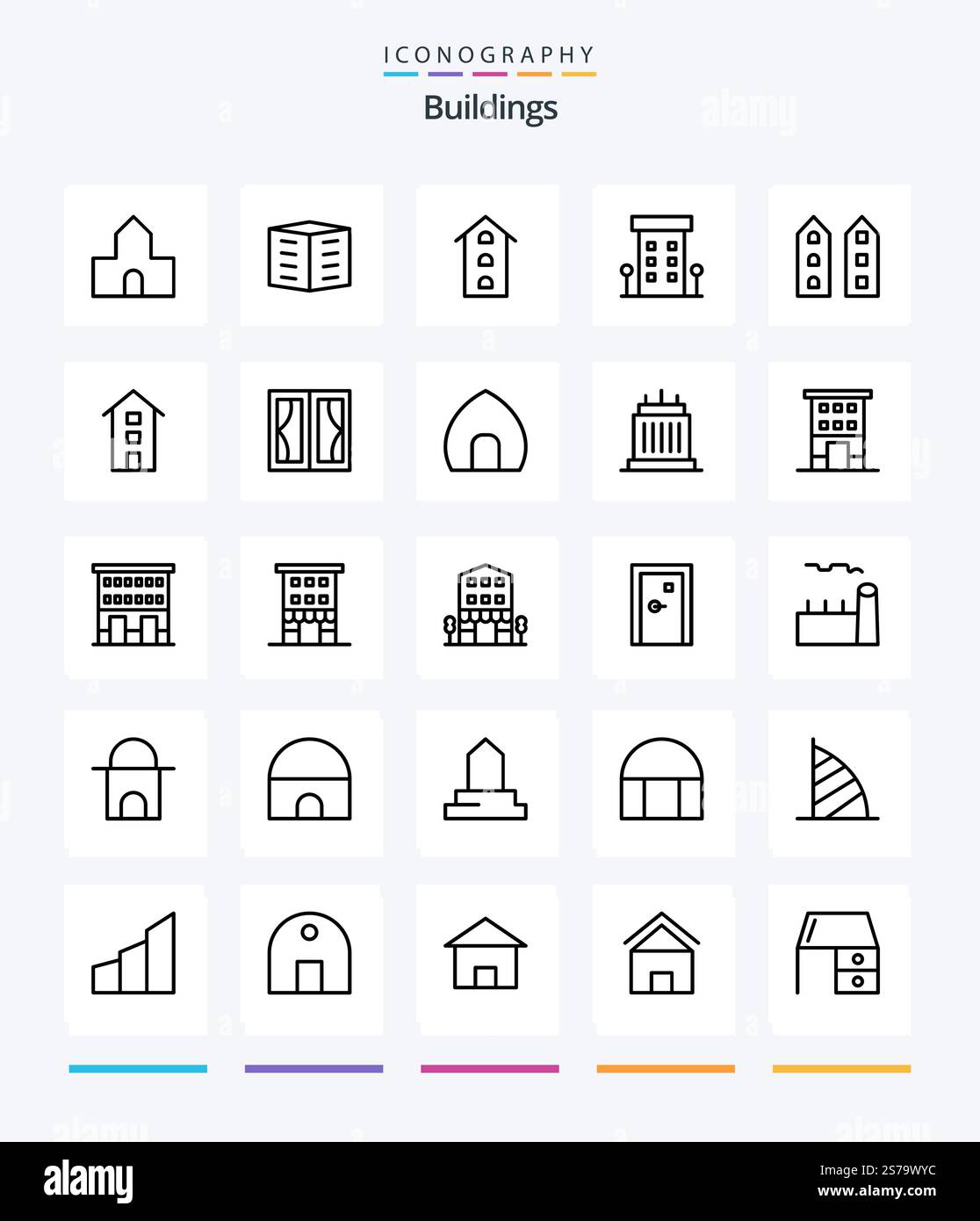 Creative Buildings 25 OutLine icon pack Such As home. frame. office ...